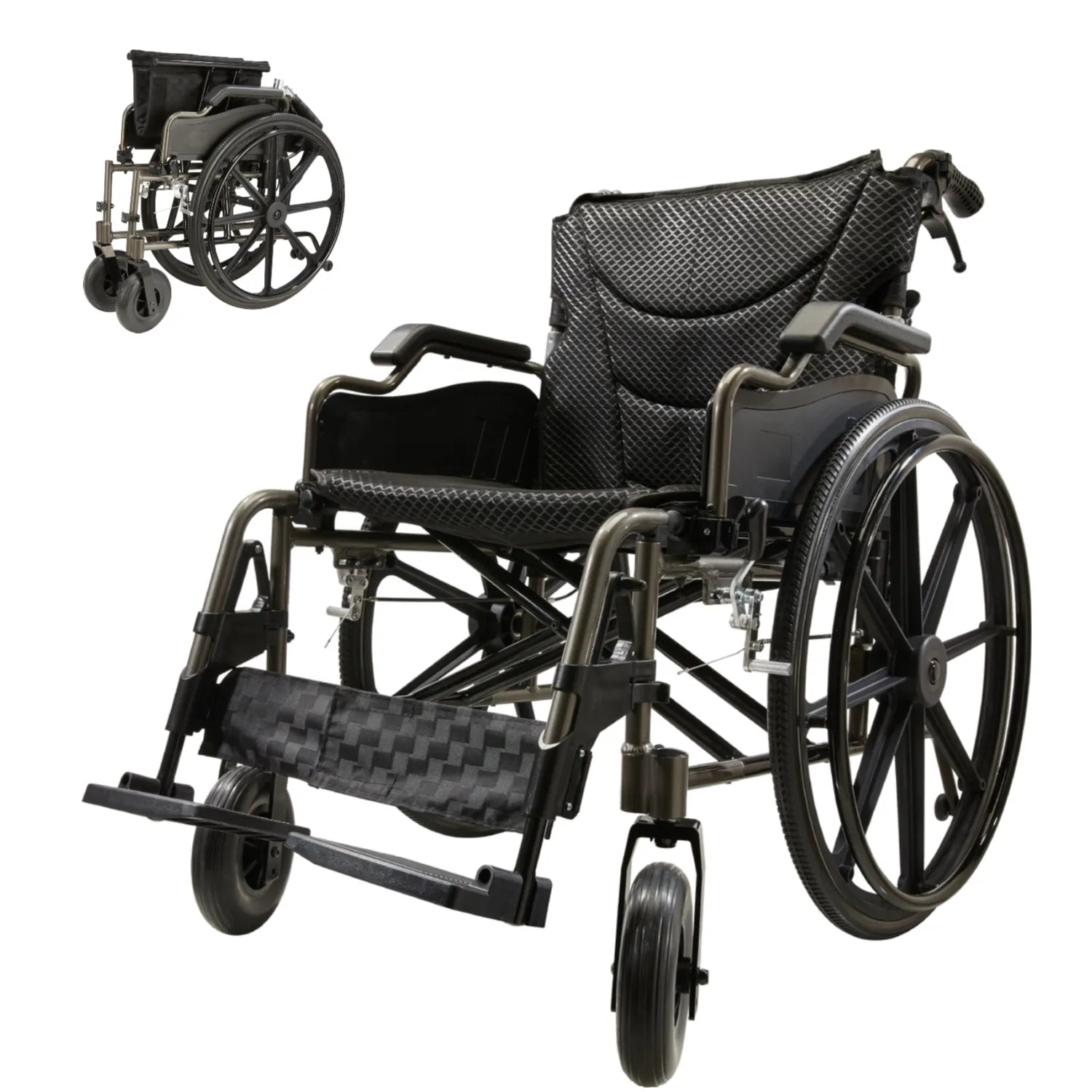 All-in-One Wheelchair – 20" Seat, Quick-Release Wheels & Dual Brakes ...